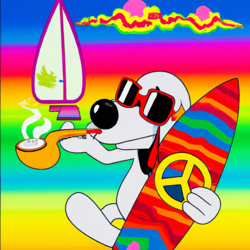 Surfing Psychedelic Snoopy OWB Creative AI Lumen - 1 WORLD. BLUPELA DIGITAL